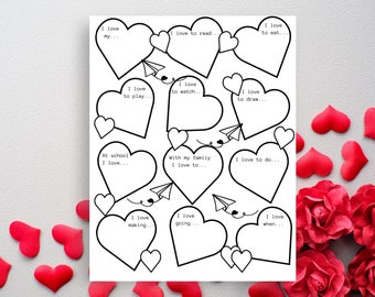 Printable Things I Love Valentine Worksheet - Etsy