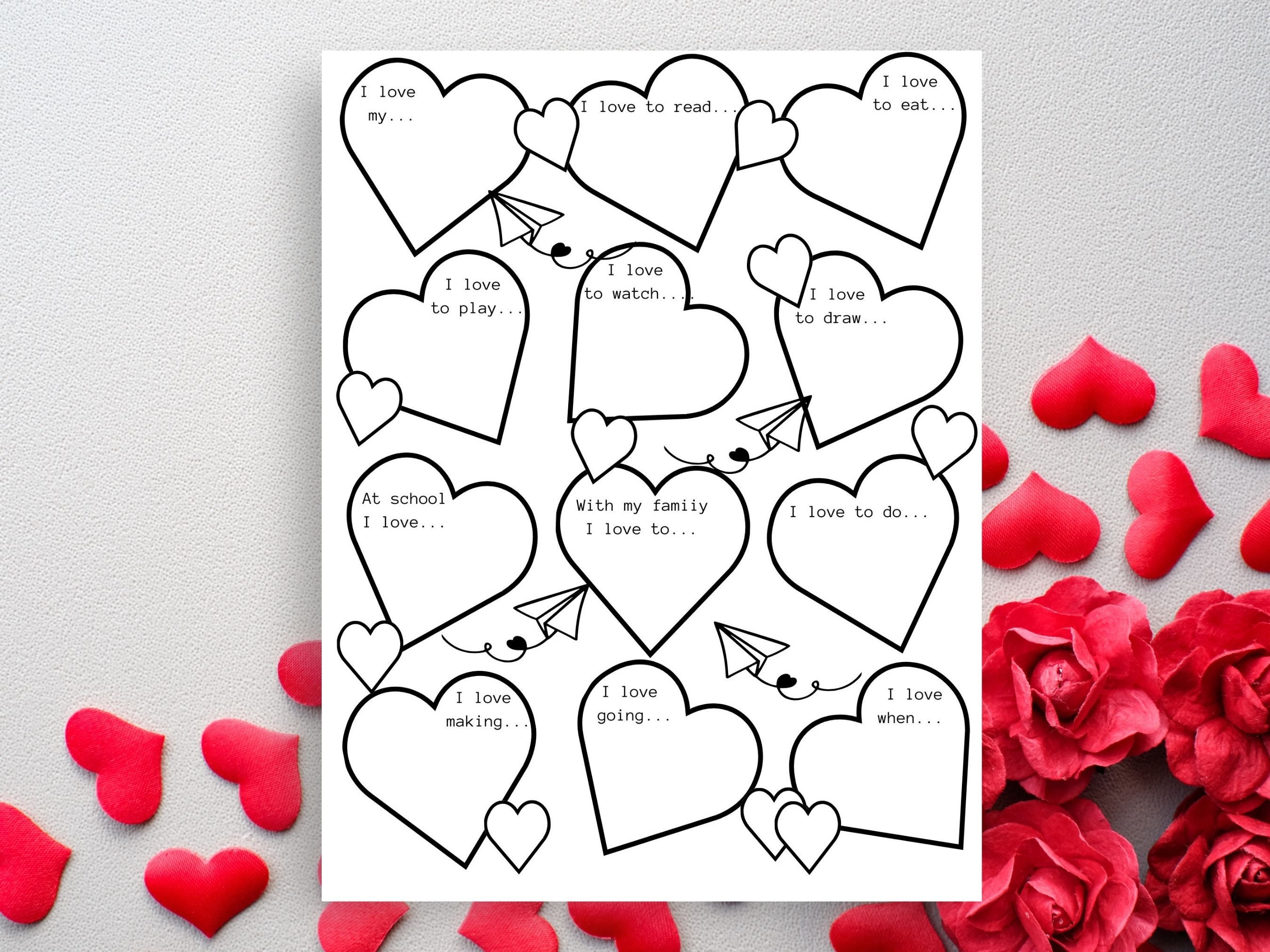 Things I Love Worksheet, Valentine's Day Printable, What I Love Most ...