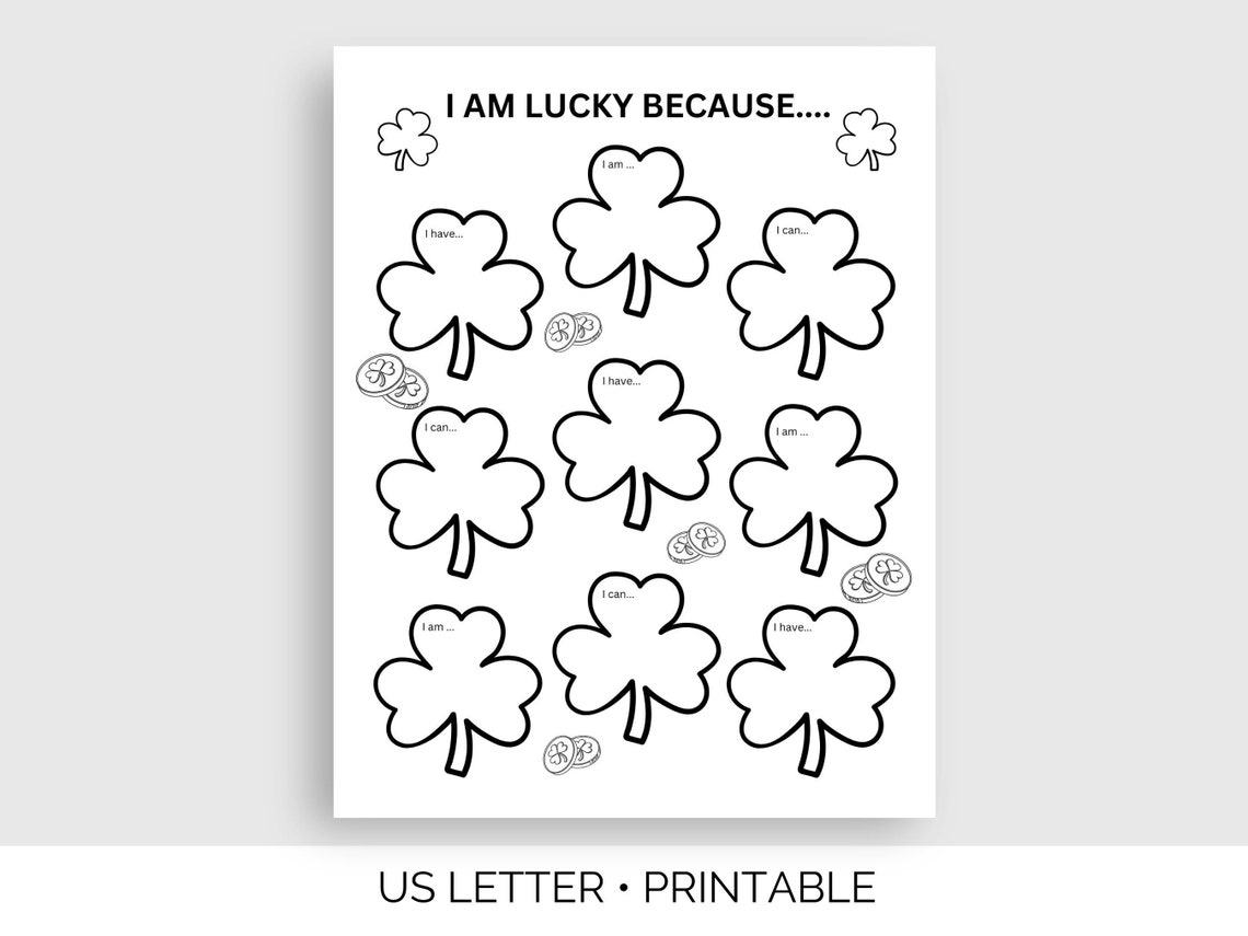 St. Patrick's Day Printable, Shamrock Printable, I'm Lucky Because ...