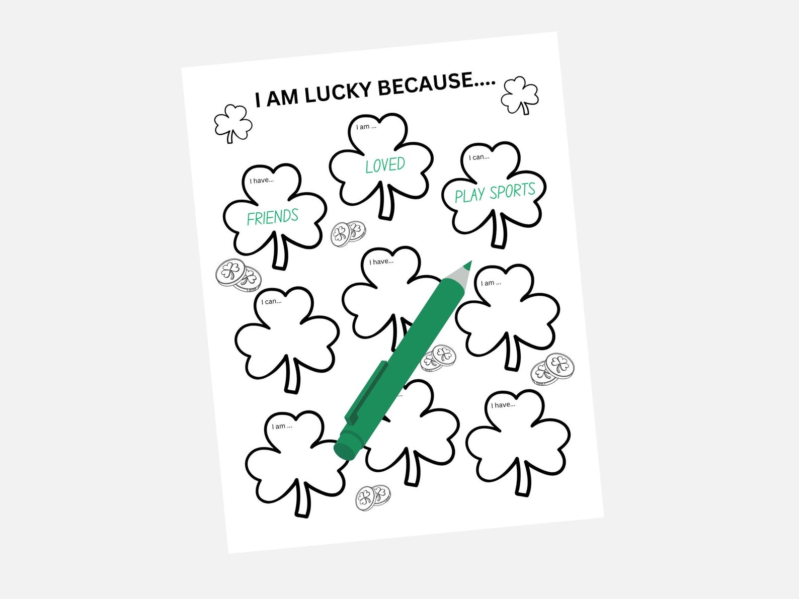St. Patrick's Day Printable, Shamrock Printable, I'm Lucky Because ...