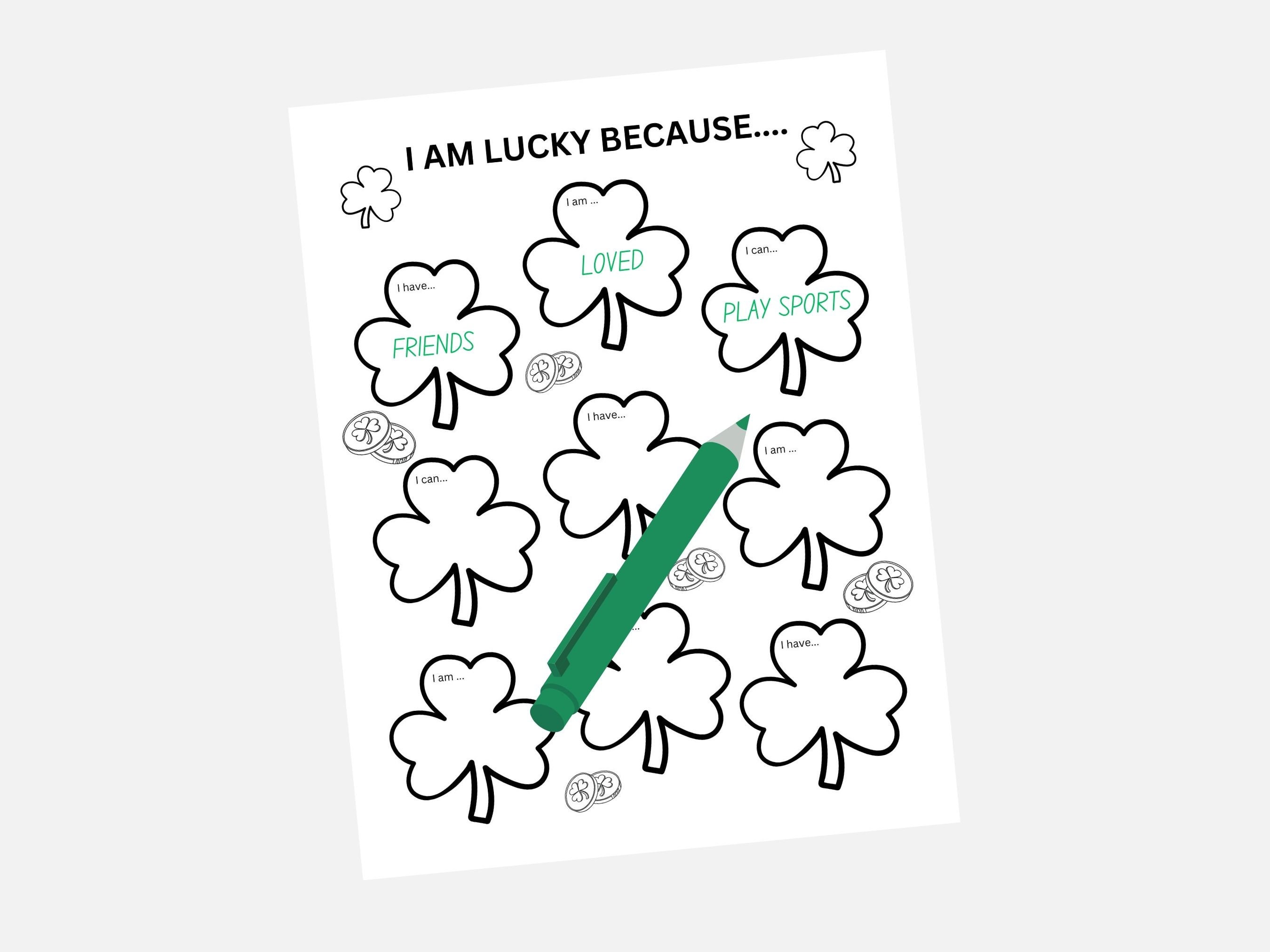 St. Patrick's Day Printable, Shamrock Printable, I'm Lucky Because ...