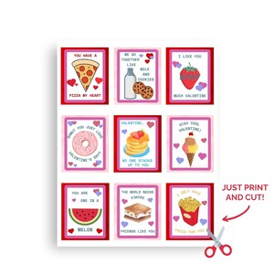 Printable Food Valentine's Day Cards, Classroom Valentine's Day Cards ...