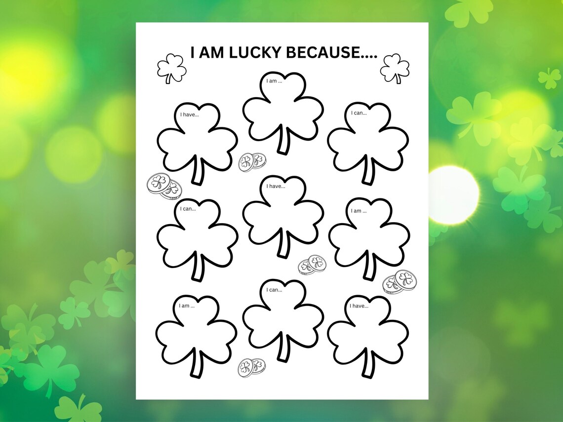 St. Patrick's Day Printable, Shamrock Printable, I'm Lucky Because ...