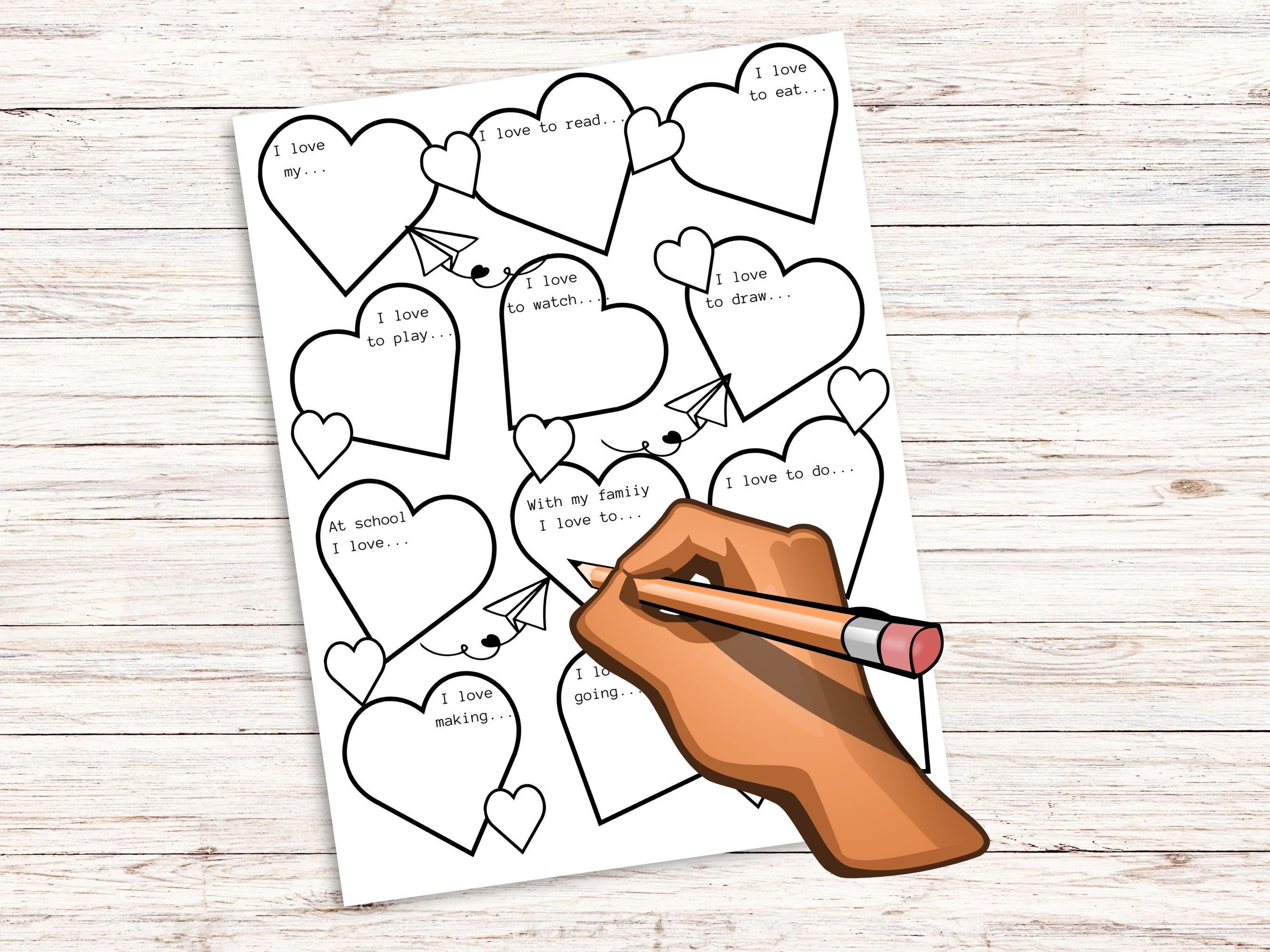 Things I Love Worksheet, Valentine's Day Printable, What I Love Most ...