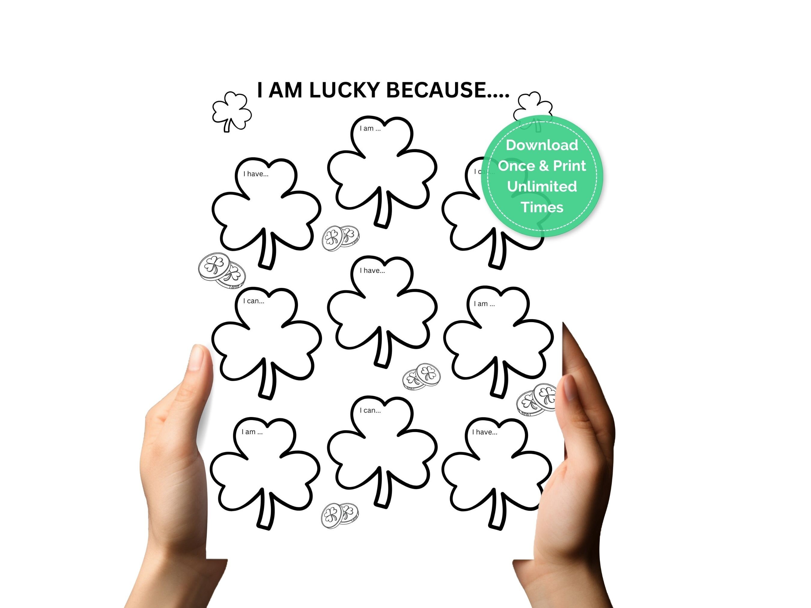 St. Patrick's Day Printable, Shamrock Printable, I'm Lucky Because ...
