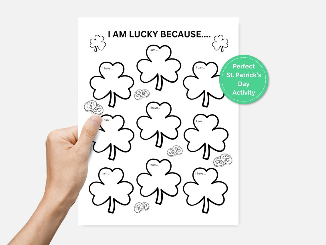 St. Patrick's Day Printable, Shamrock Printable, I'm Lucky Because ...
