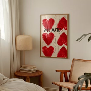 Retro Love Poster for Couples Decor Vintage Print Red Wall Art for ...