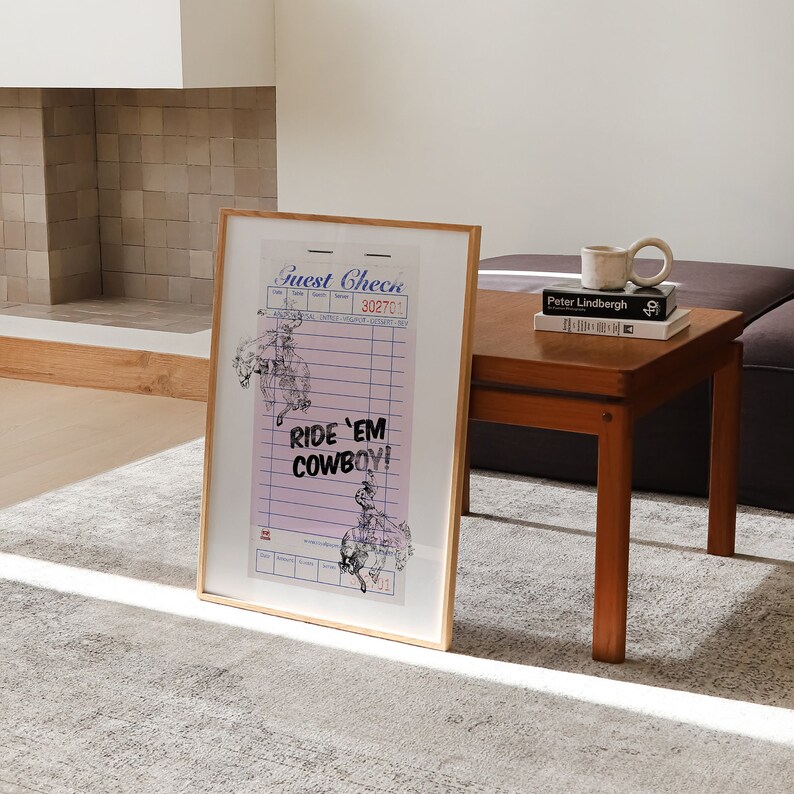 Cowboy Guest Check Minimal Wall Art Digital Print Western Guest Check ...