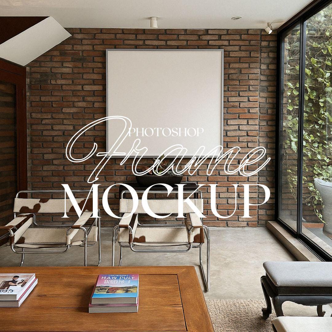 1x1 Frame Photoshop Mockup Retro Living Room Scene | Square Frame ...
