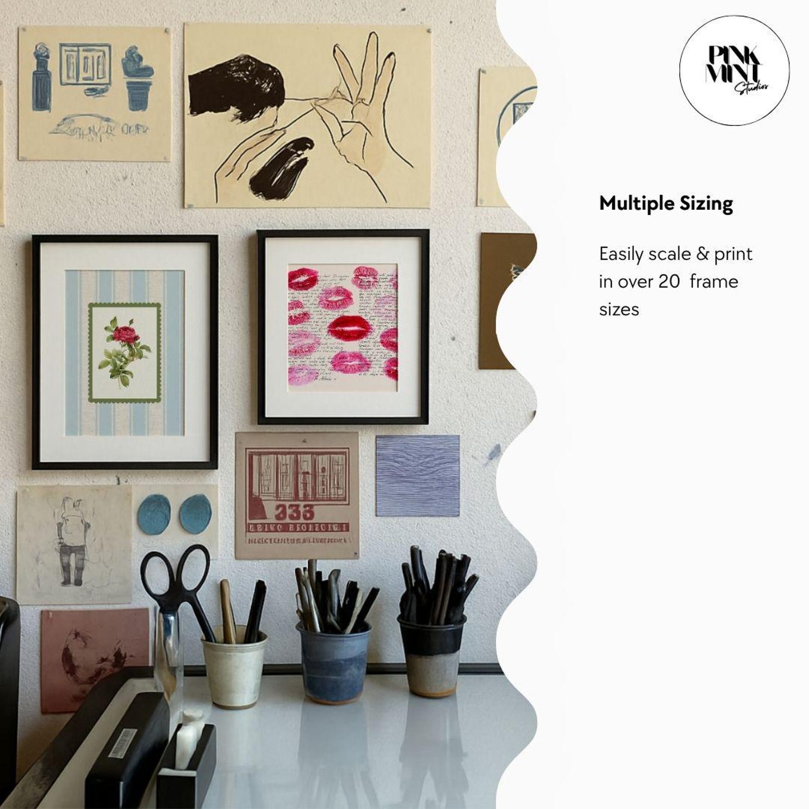 Striped Floral Art Print Cottage Core Decor Nancy Meyers Aesthetic ...