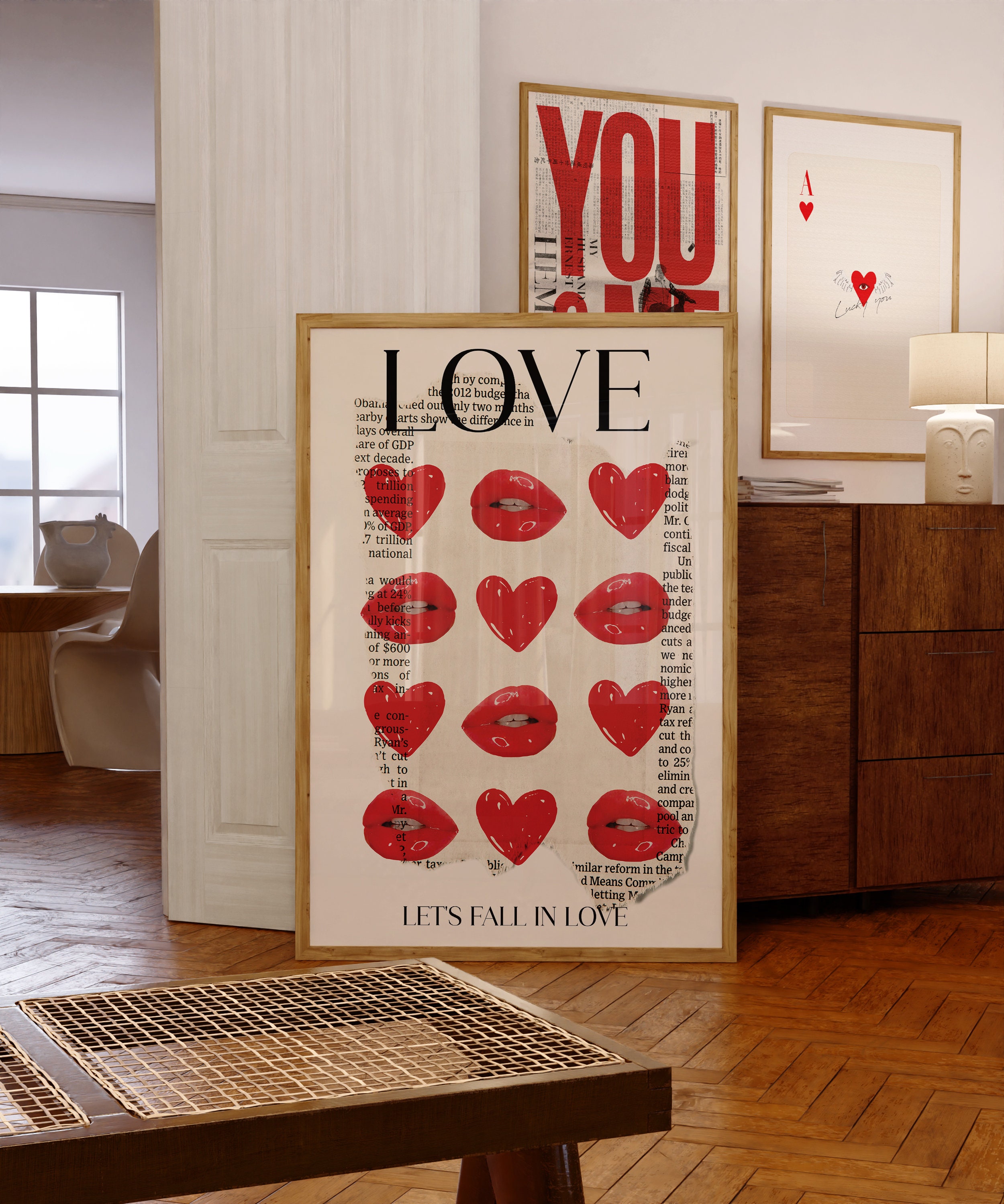 Red Lips Poster for Bedroom Wall Art Red Living Room Decor Red Poster ...