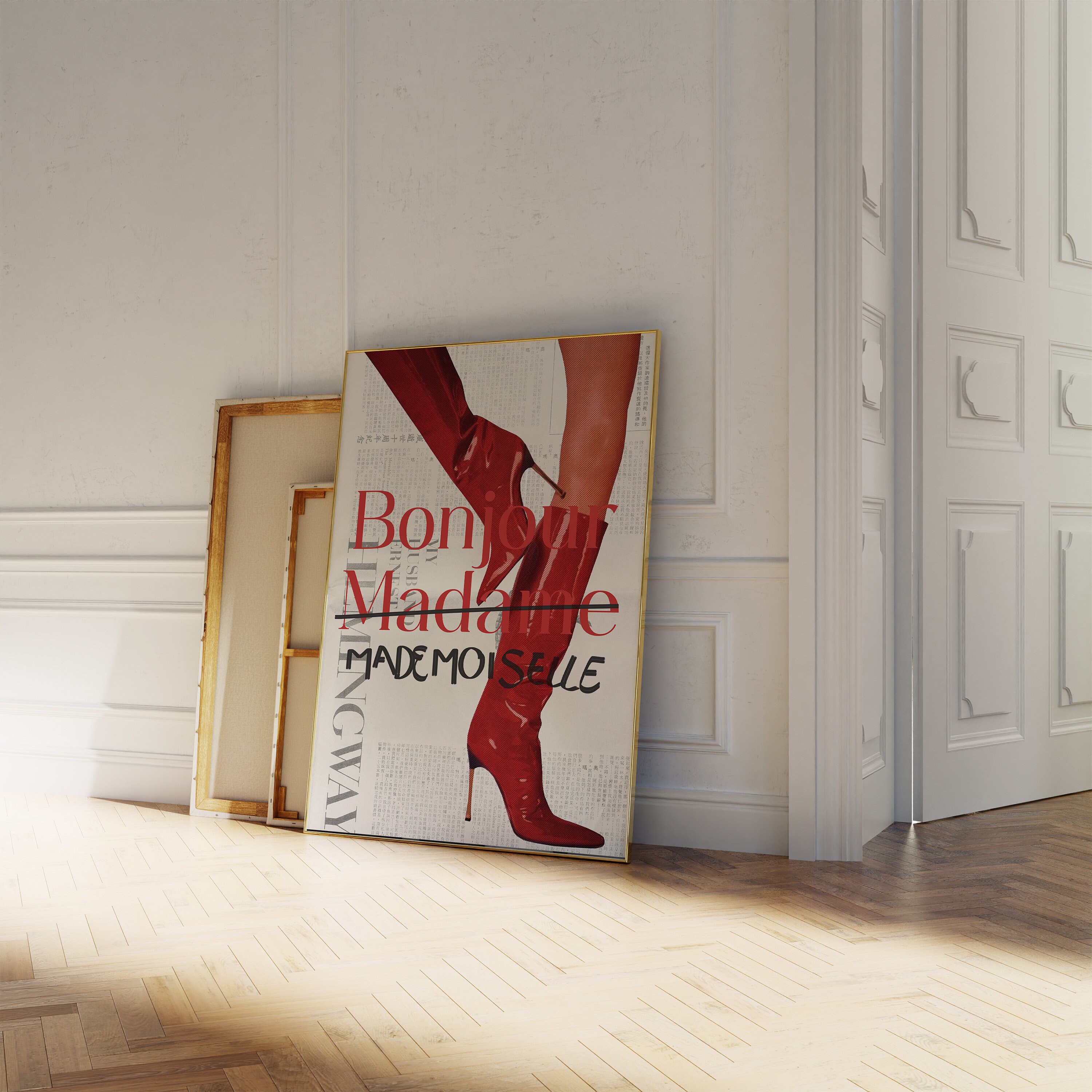 Vintage Red Boots Poster 70s Newspaper Wall Decor Fashion Boots Poster ...