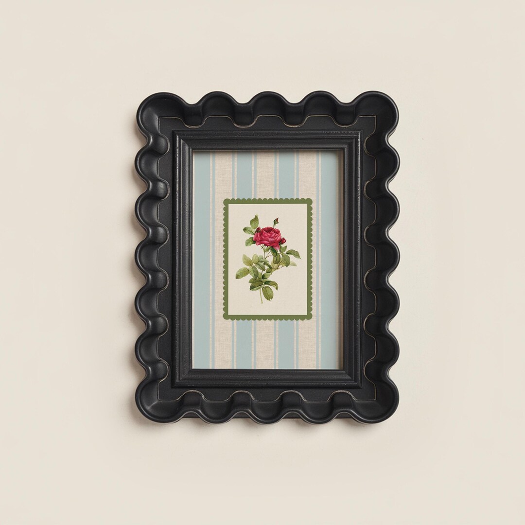 Striped Floral Art Print Cottage Core Decor Nancy Meyers Aesthetic ...