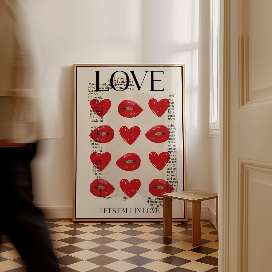 Red Lips Poster for Bedroom Wall Art Red Living Room Decor Red Poster ...