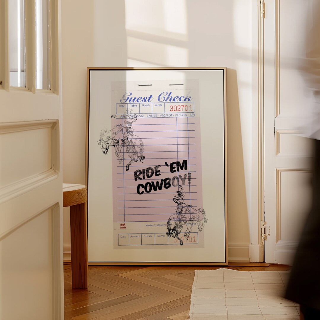 Cowboy Guest Check Minimal Wall Art Digital Print Western Guest Check ...