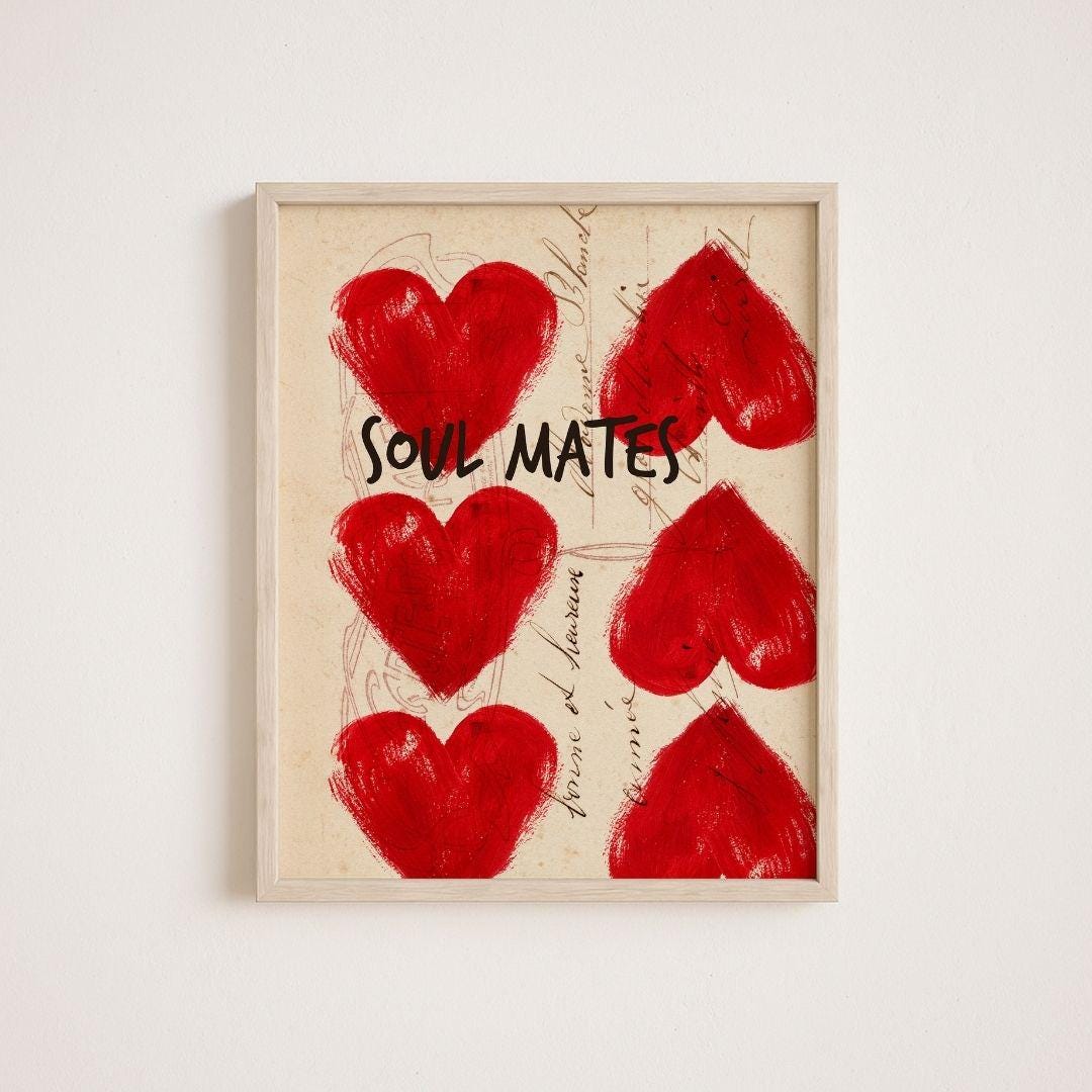 Retro Love Poster for Couples Decor Vintage Print Red Wall Art for ...