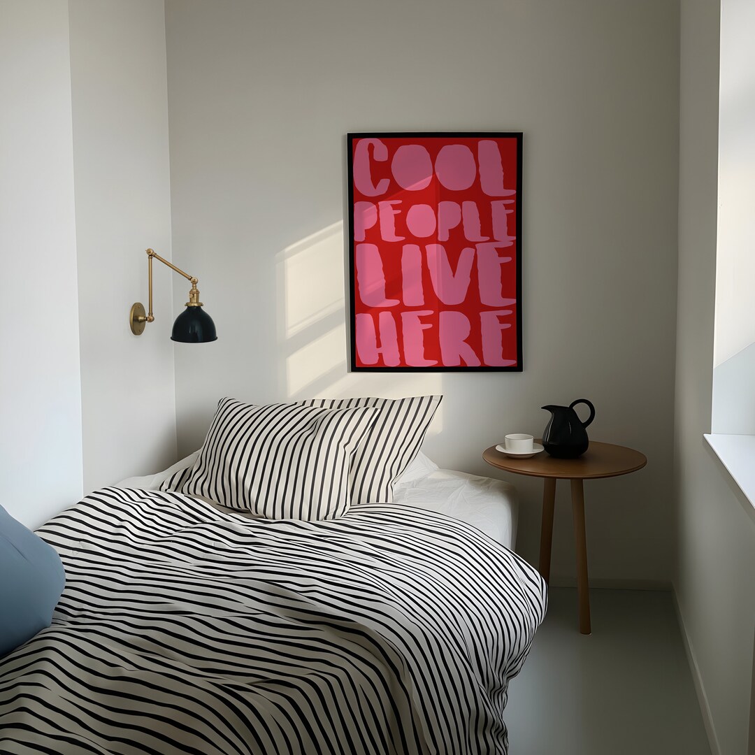 Typography Print for Living Room Decor 70s Poster Trendy Wall Art Pink ...