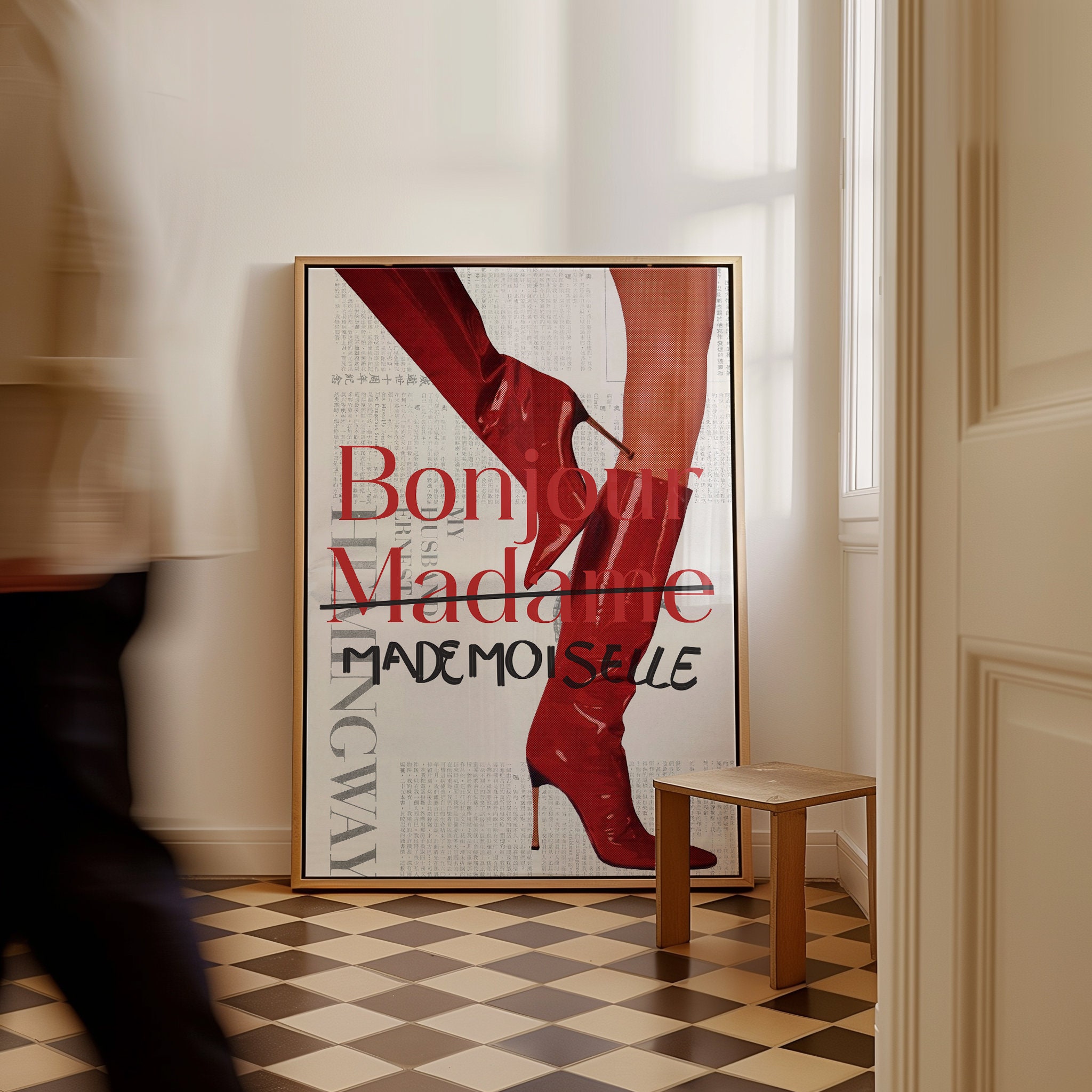 Vintage Red Boots Poster 70s Newspaper Wall Decor Fashion Boots Poster ...