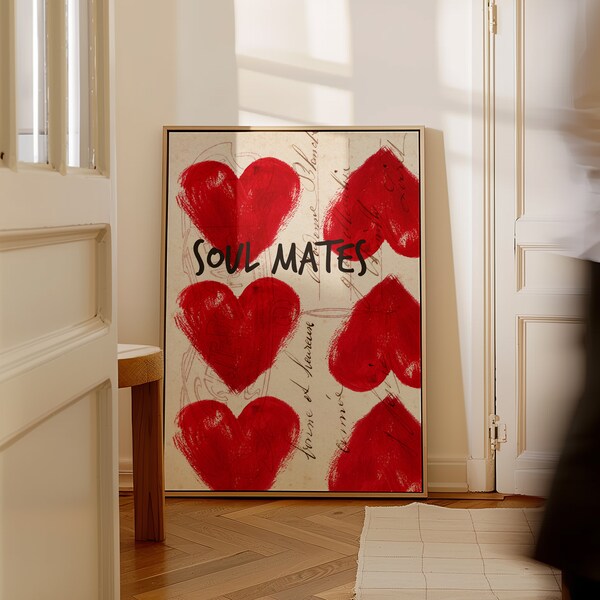 Retro Love Poster for Couples Decor Vintage Print Red Wall Art for ...