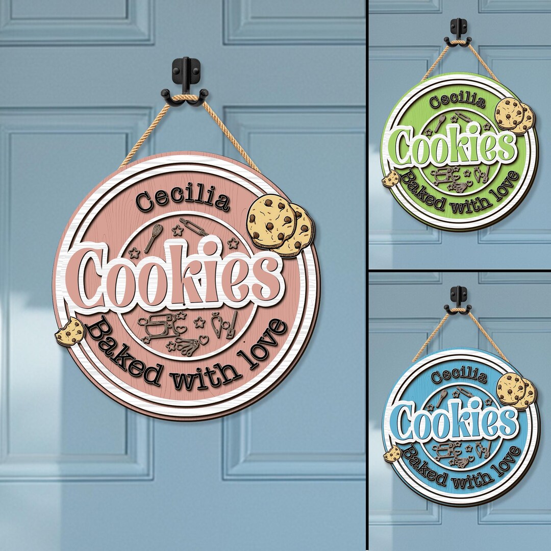 Personalized Shop Door Sign, Custom Name Wooden Door Sign, Cookie Shop ...