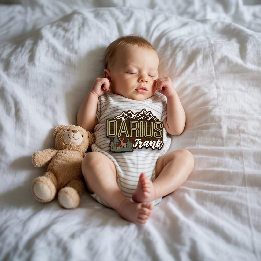 Personalized Baby Announcement Sign, Custom Name Wooden Door Sign ...