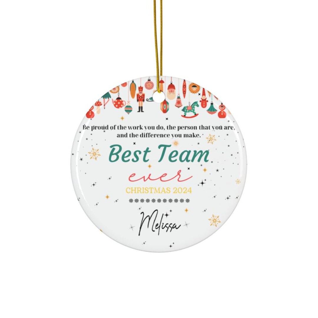 2024 Christmas Best Team Ever Circle Ceramic Ornament - Etsy