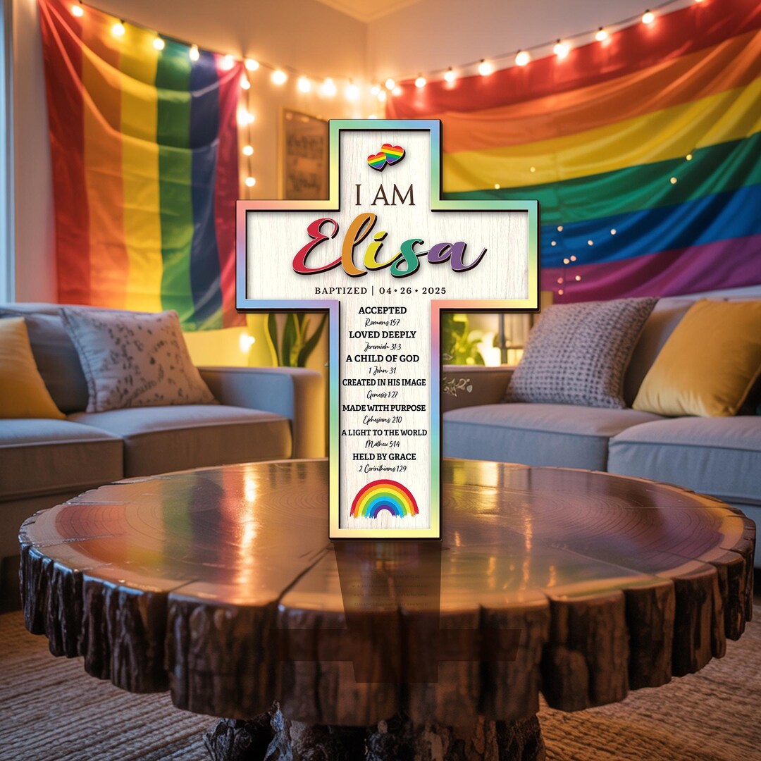 Personalized LGBT Cross Sign, Custom Name Cross Sign, LGBTQ Wood Cross ...