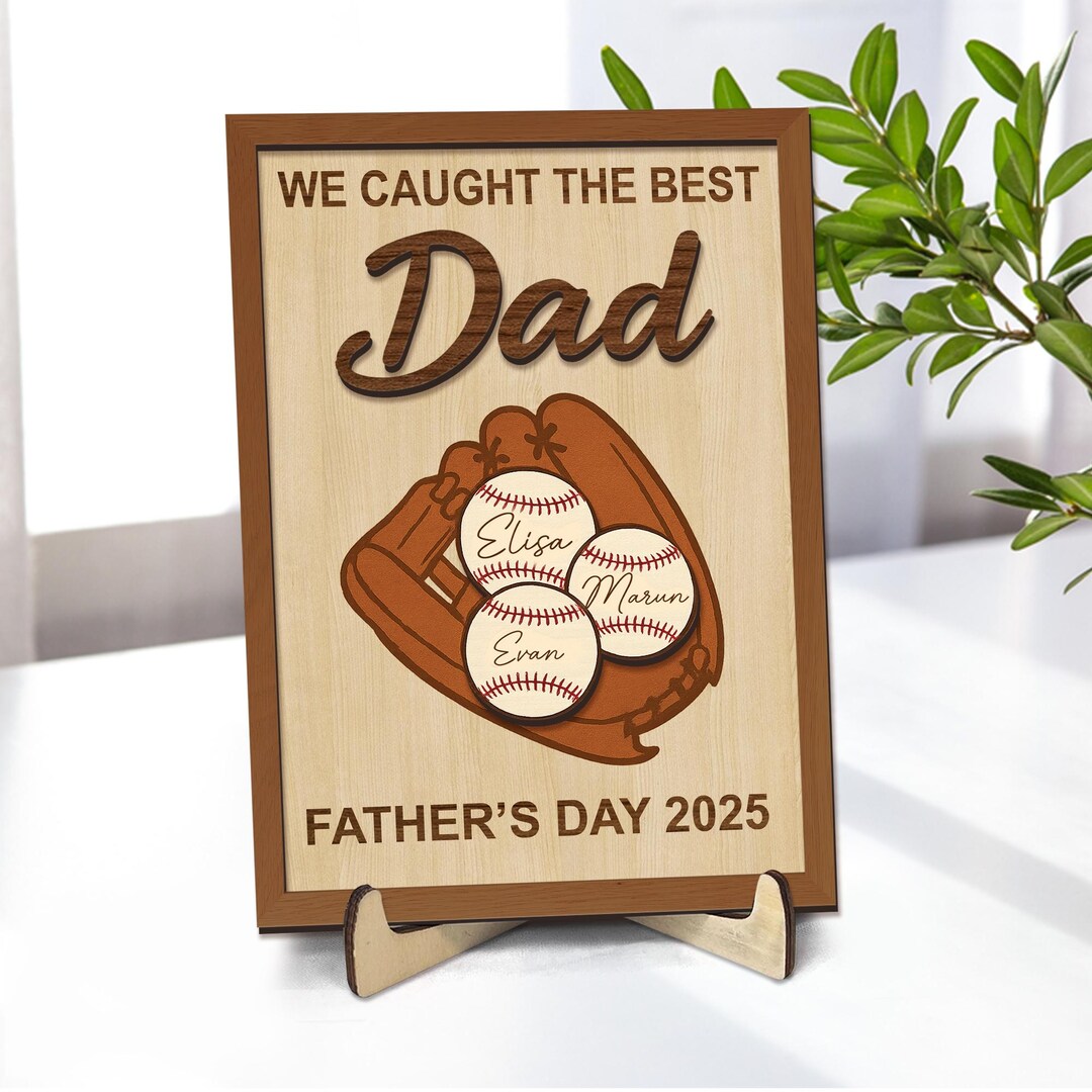 Personalized Dad Wooden Plaque, Custom Name Wood Sign, Baseball Dad ...
