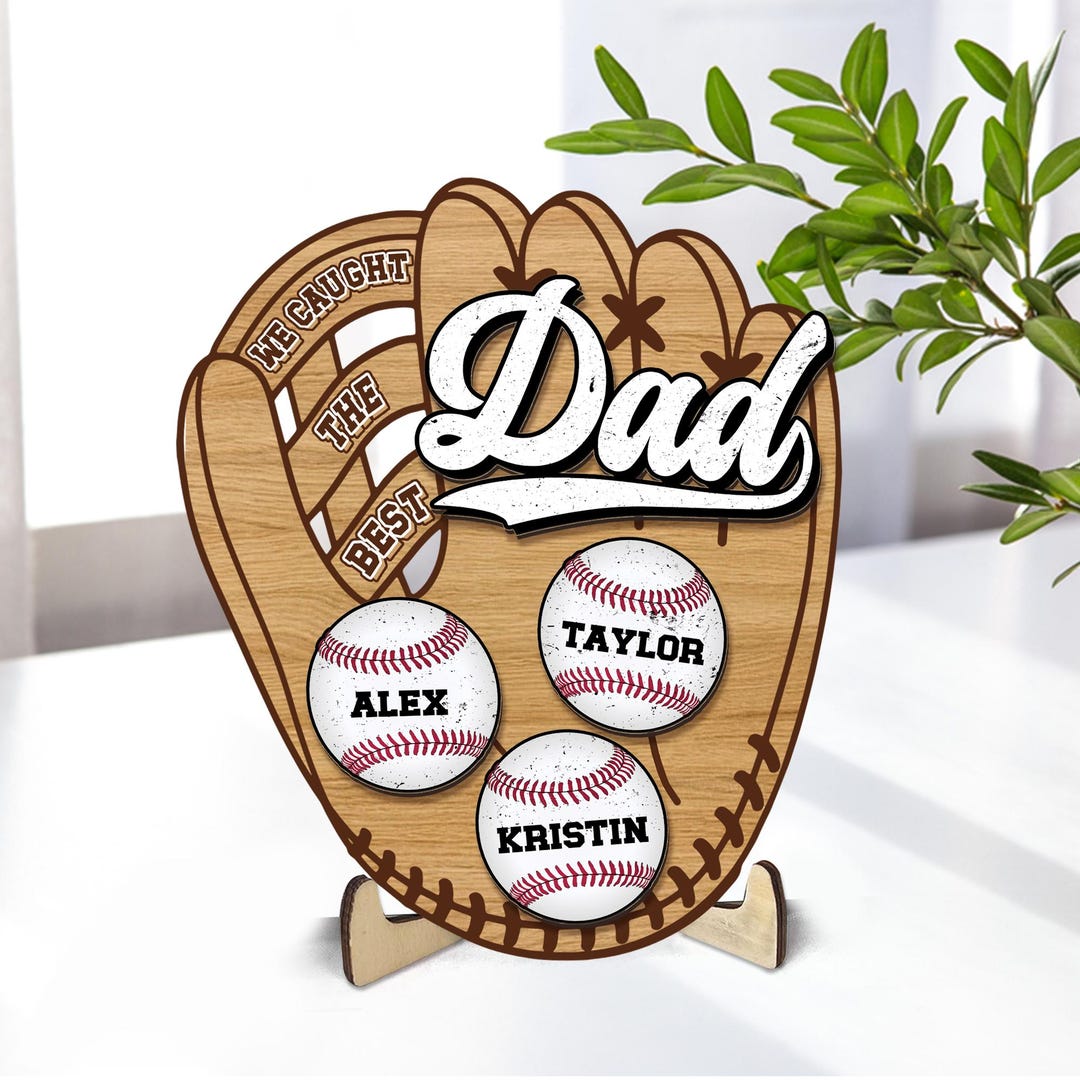 Personalized Dad Wooden Plaque, Custom Name Wood Sign, Baseball Dad ...