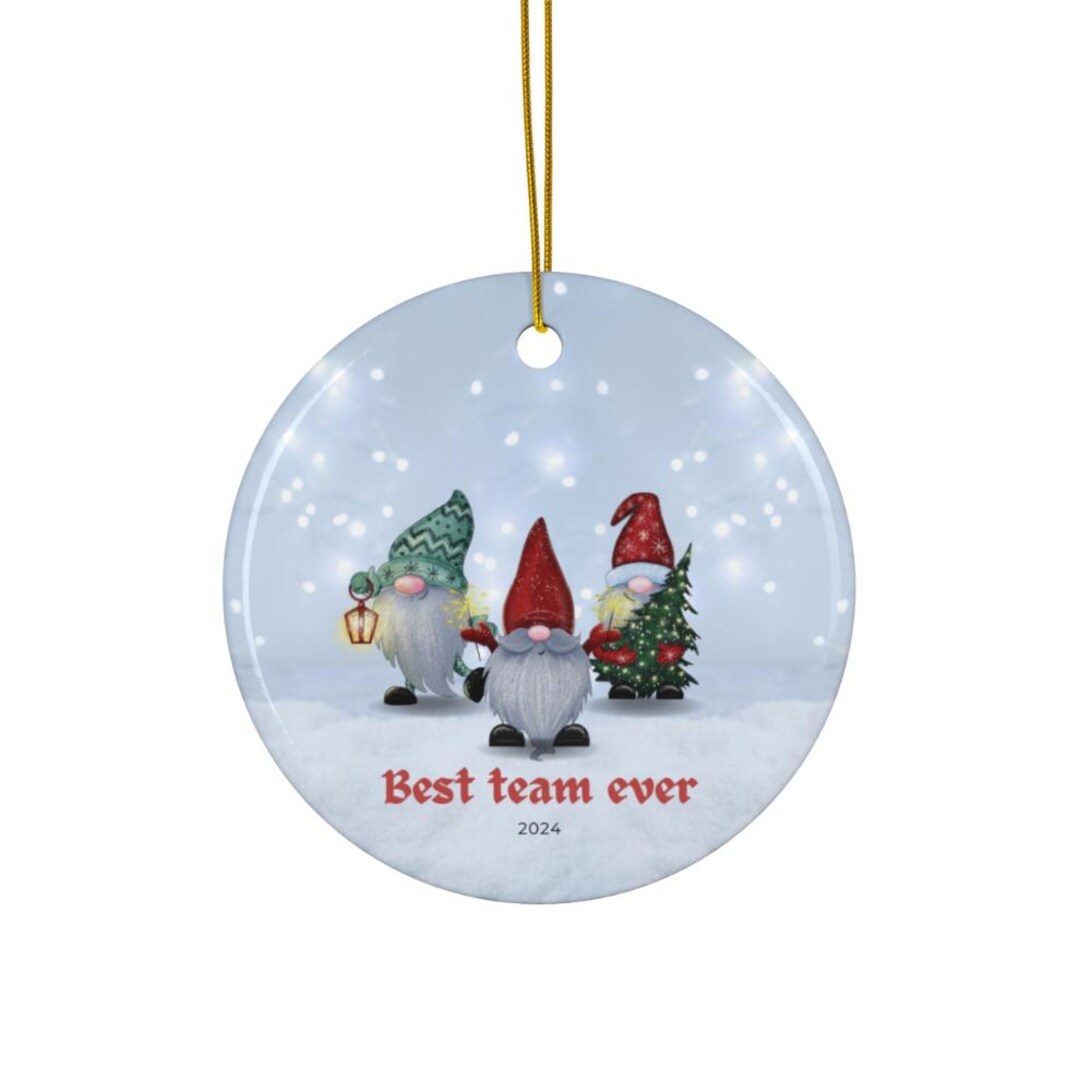 2024 Christmas Best Team Ever Circle Ceramic Ornament - Etsy