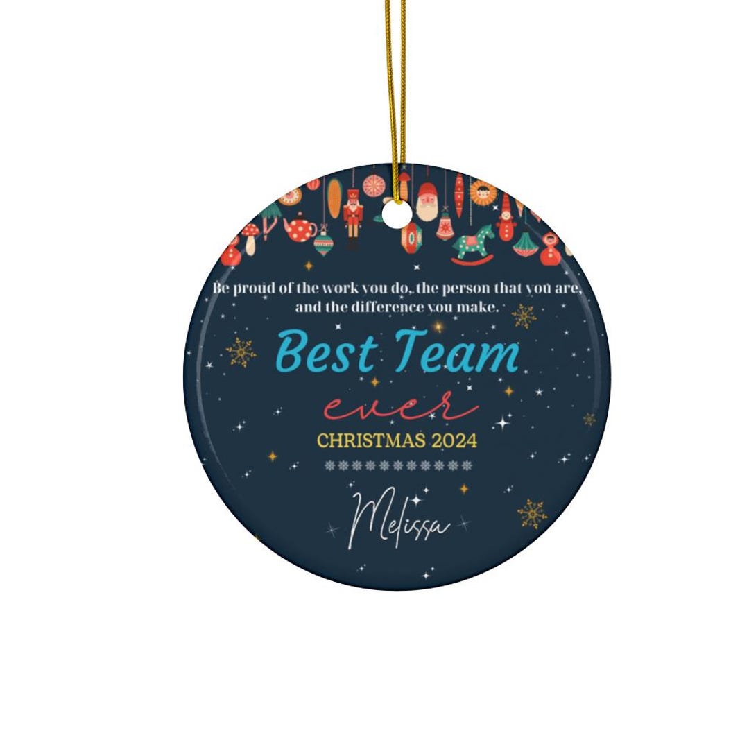 2024 Christmas Best Team Ever Circle Navy Blue Ceramic Ornament - Etsy