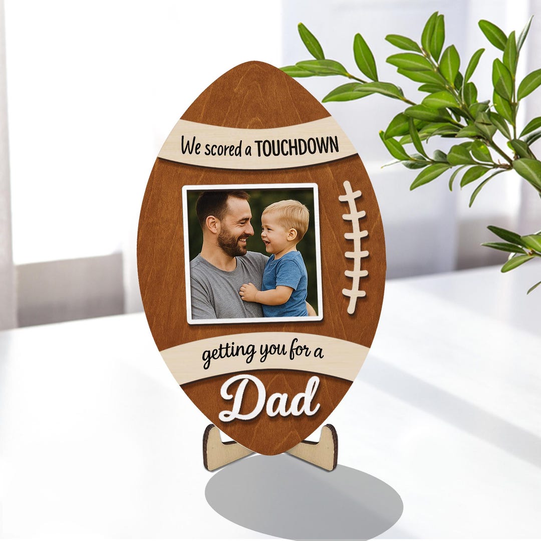 Personalized Dad Wooden Plaque, Custom Photo Name Wood Sign, Football ...