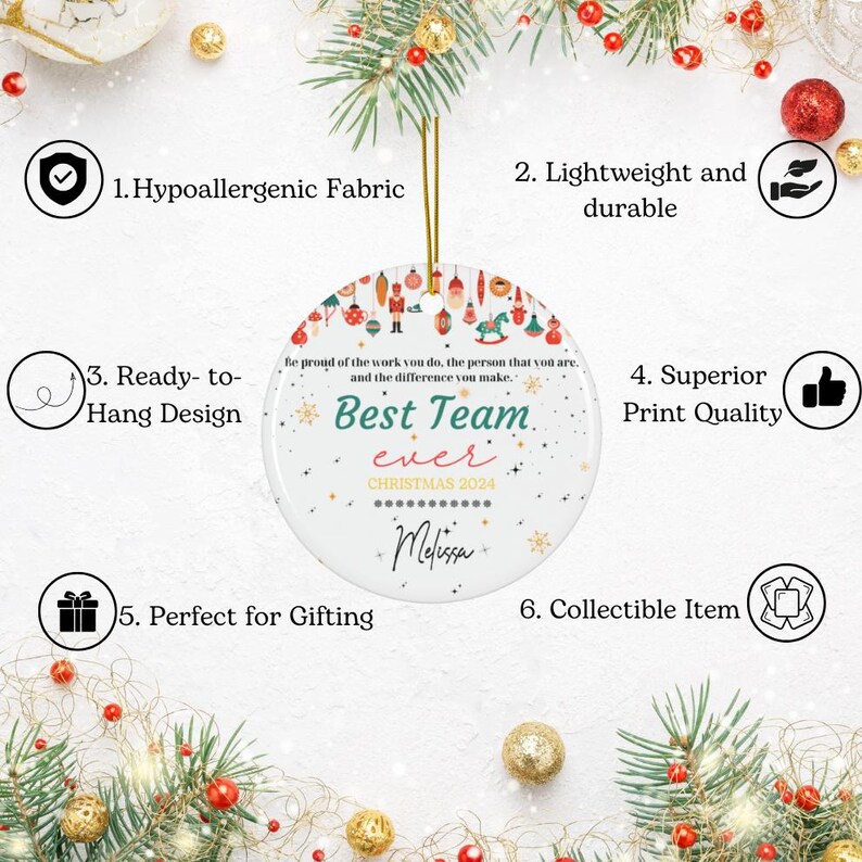 2024 Christmas Best Team Ever Circle Ceramic Ornament - Etsy