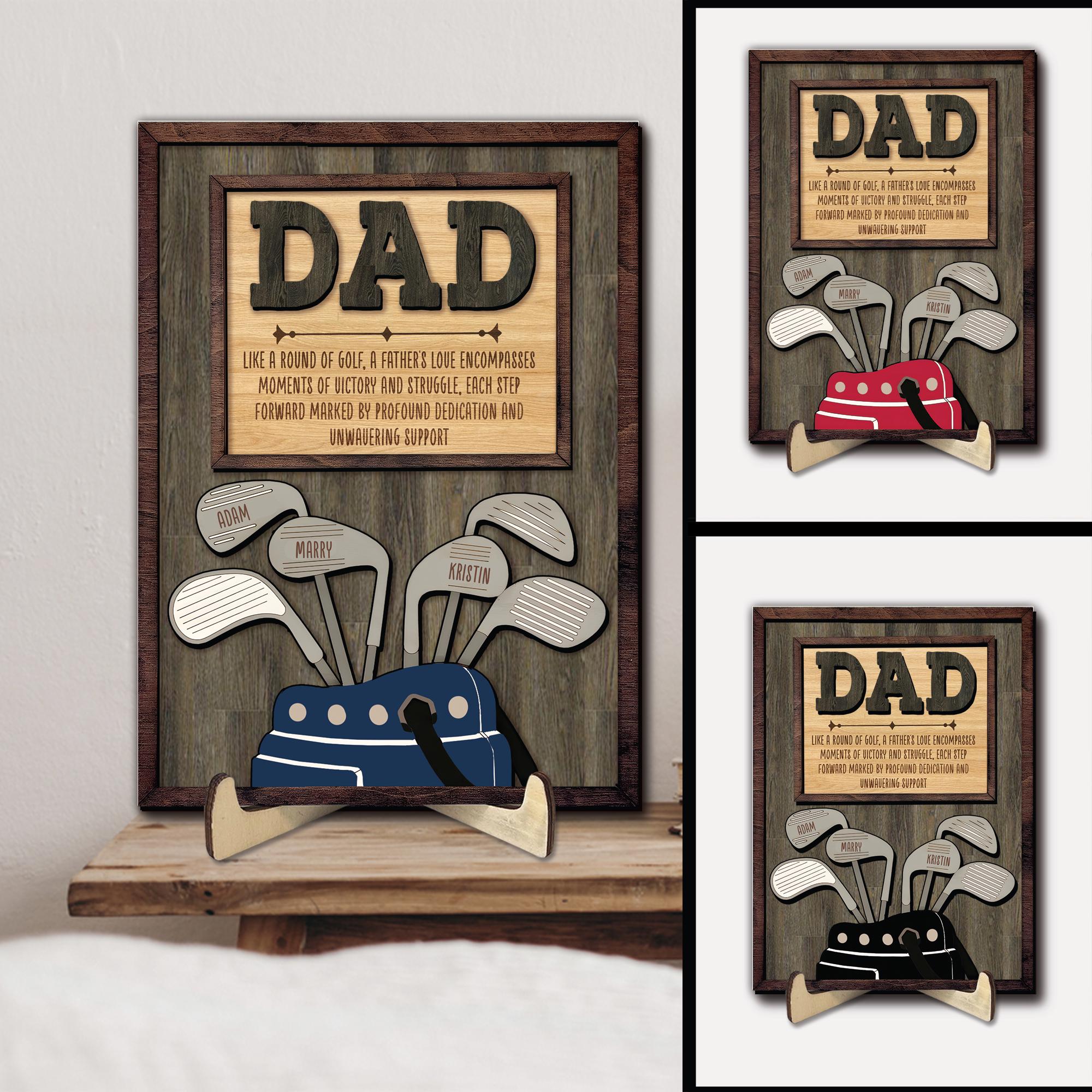 Personalized Dad Wooden Plaque, Custom Name Wood Sign, Golf Dad Wood ...