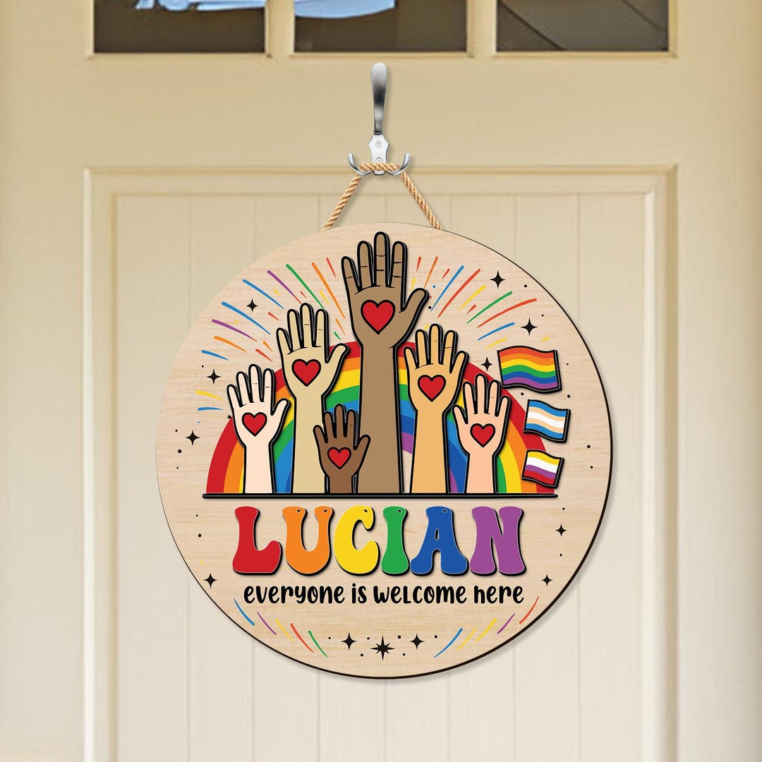 Personalized LGBT Door Sign, Custom Name Wooden Door Sign, LGBTQ Wood ...