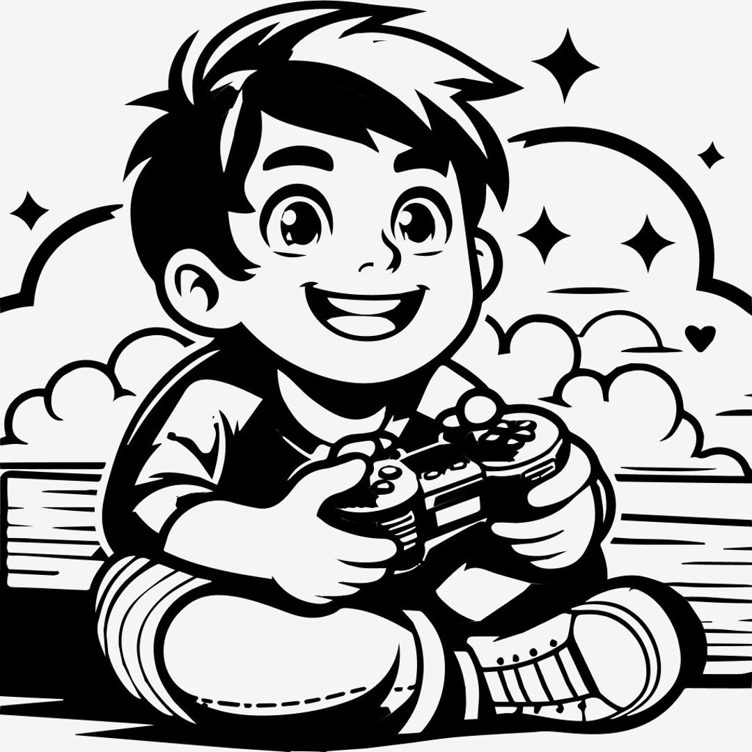 Child Playing Games PNG & SVG, Fun Gamer Clipart, Digital Download DIY ...