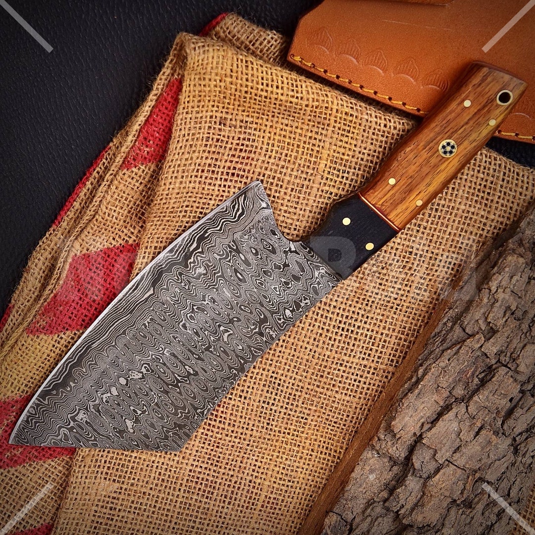 Handmade Damascus Cleaver Knife - Premium Quality Kitchen Chef Knife ...