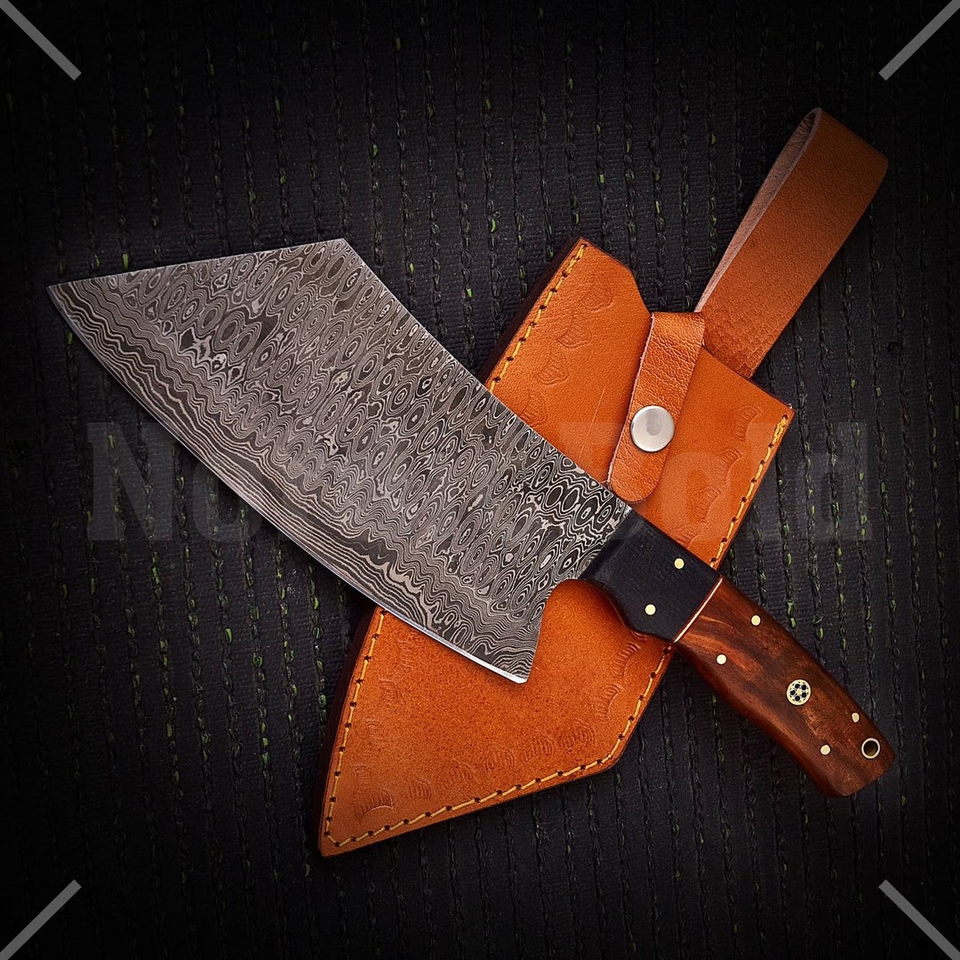 Hand Forged Damascus Steel Chef Cleaver Knife Perfect Father's Day Gift ...