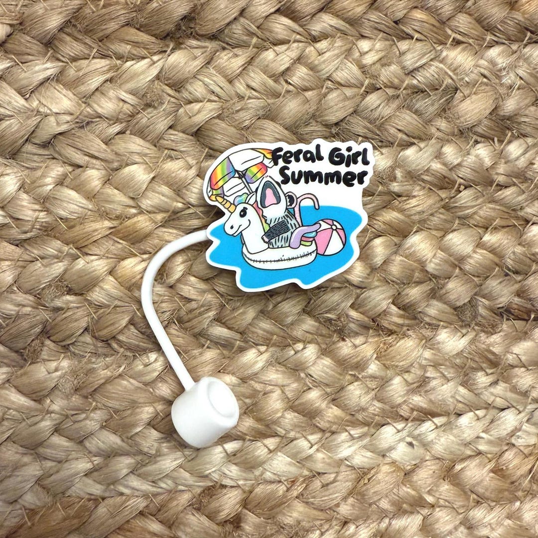 Feral Girl Summer Possum Humor Stanley Cup/tumbler Straw Topper or ...