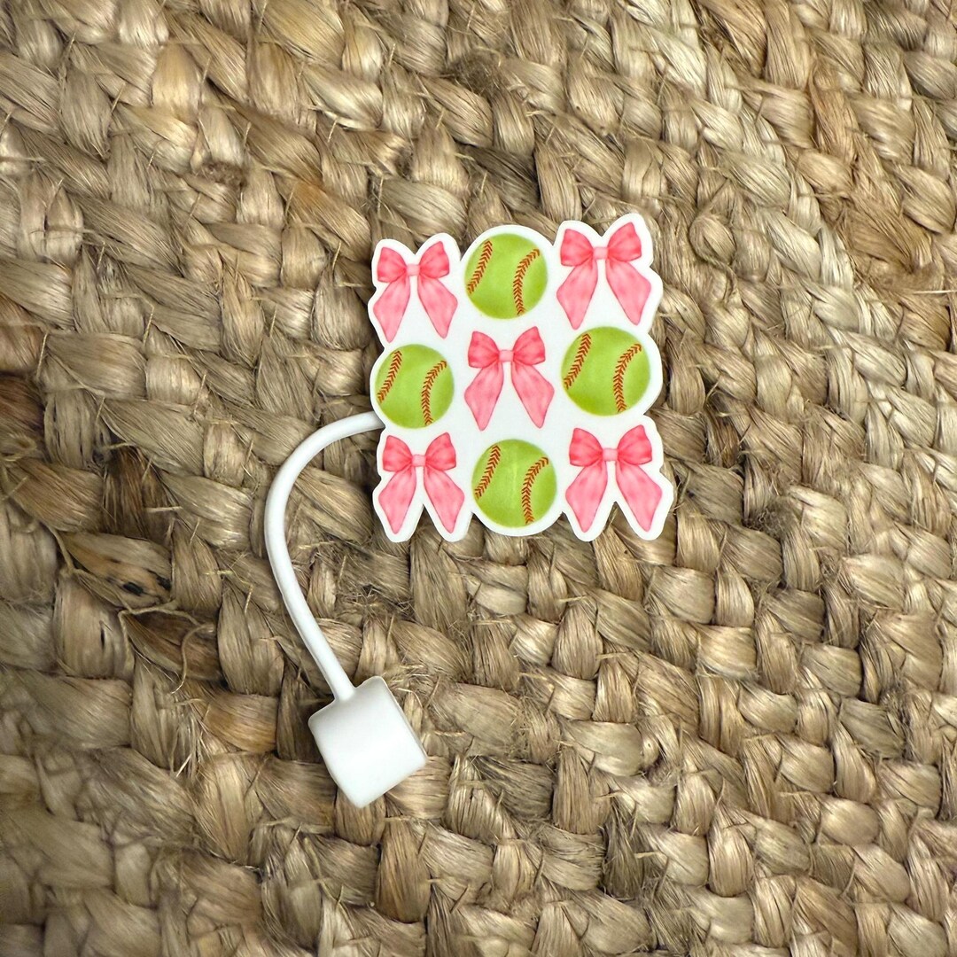 Softball and Bows Stanley Cup/tumbler Straw Topper or Straw Cover - Etsy