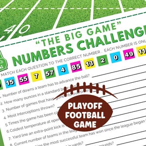 Football Game Day Printable Numbers Game, Tailgate Party Games (instant ...