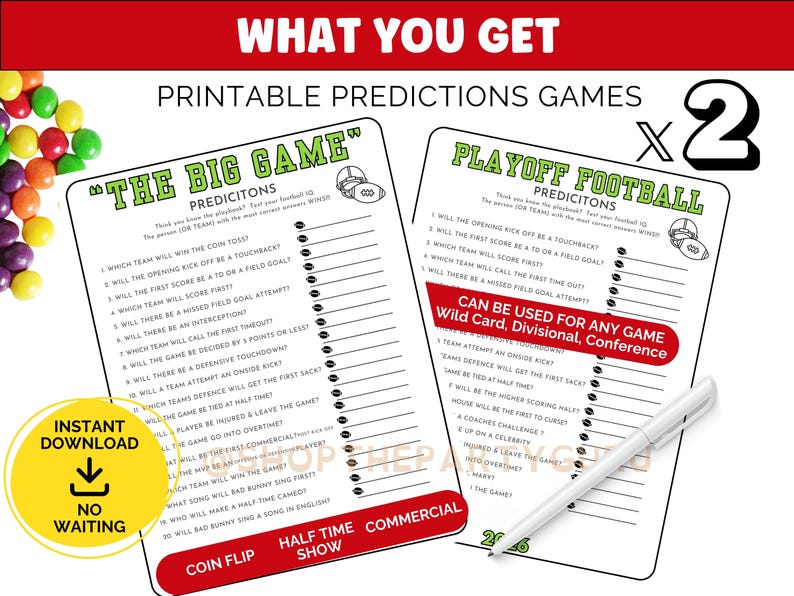 2026 Football Predictions Printable, Playoff and Superbowl Game Day ...