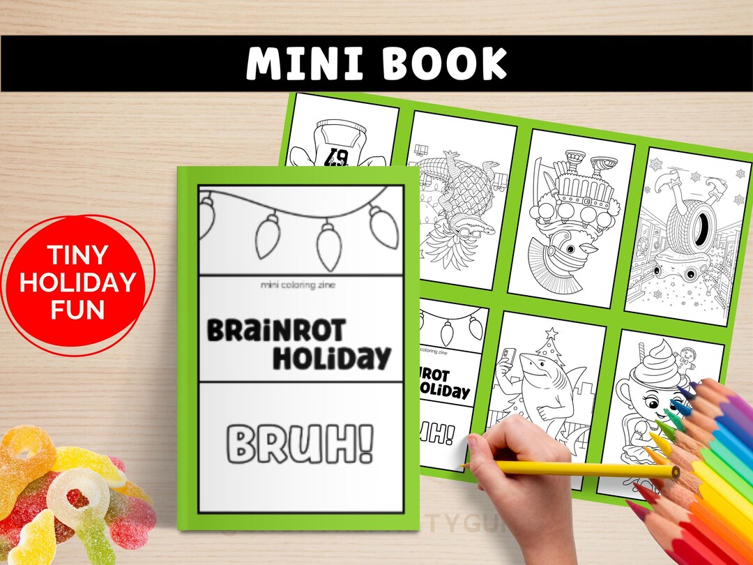 Mini Christmas Brainrot Coloring Booklet - Printable Holiday Zine ...