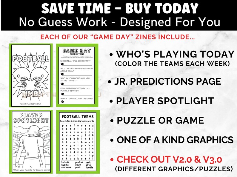 Football Game Day Coloring Printable Kids Activities, Mini Zine: PNG ...