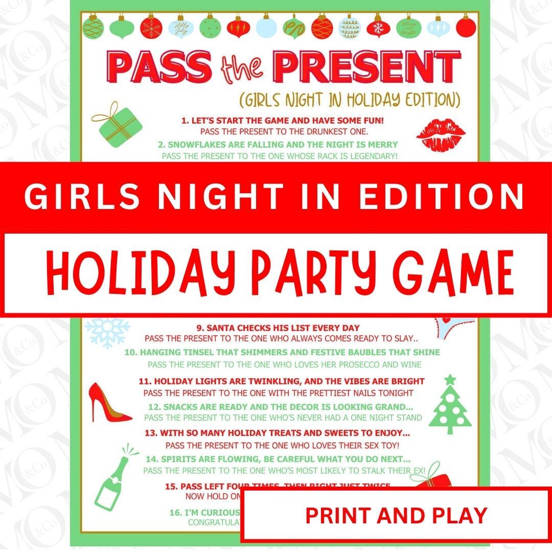Girls Night Holiday Pass the Present Game - Fun and Naughty Party Game ...