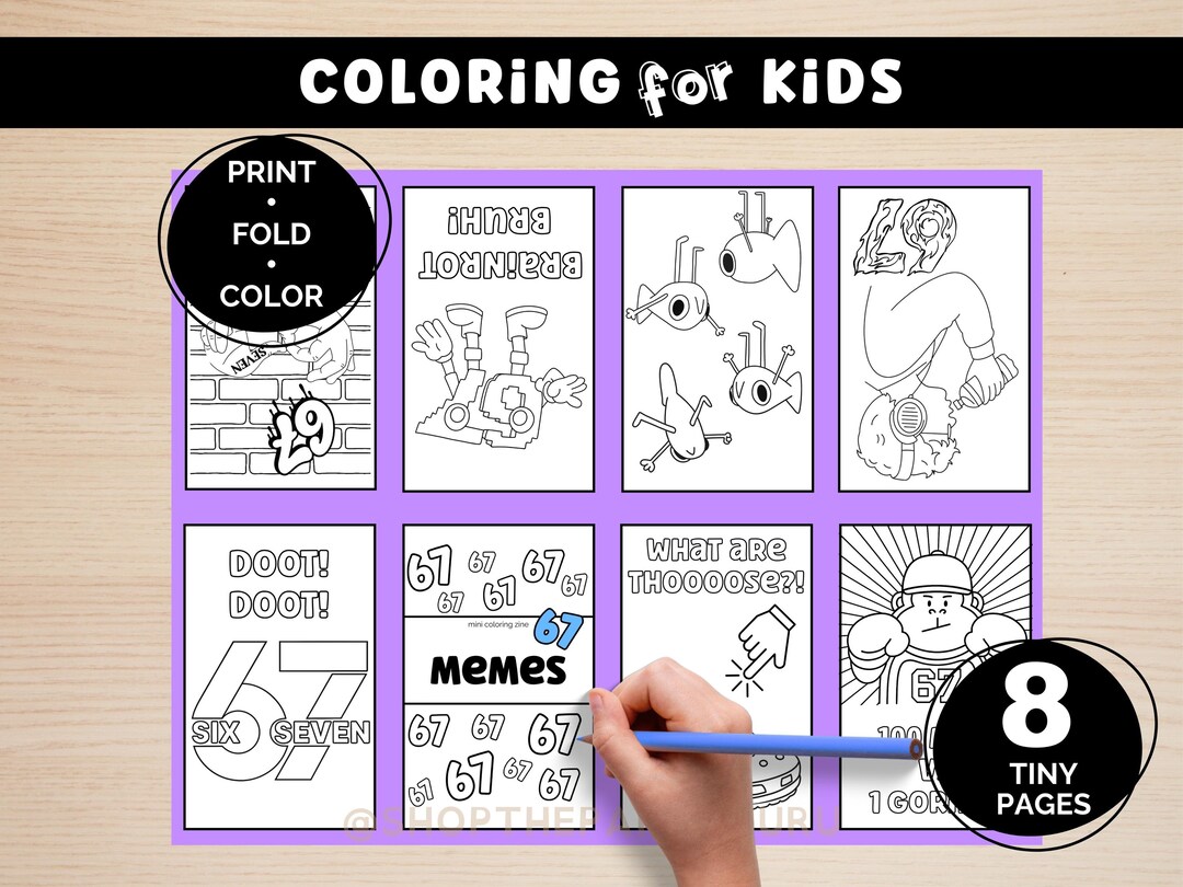 Trendy 67 Meme Coloring Book, Printable Mini Zine (instant Download) - Etsy