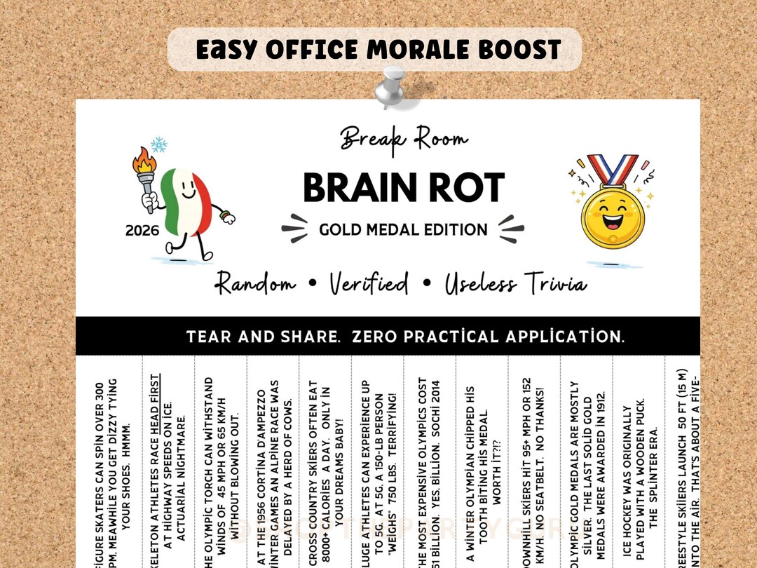 Office Printable Tear off Sheet, Winter Games Trivia, Funny Office ...