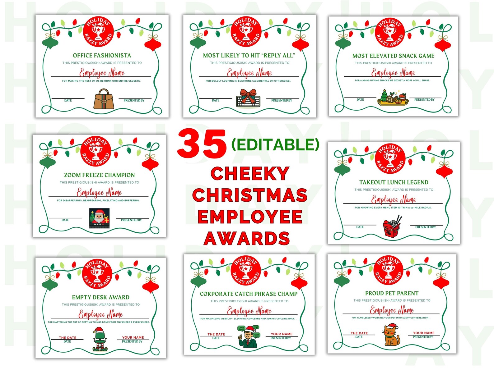 Employee Appreciation Christmas Award Certificates ⎮ Editable Funny ...
