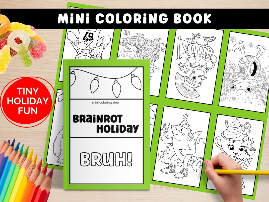 Christmas Brainrot Mini Coloring Book (zine) - Printable Holiday Zine ...