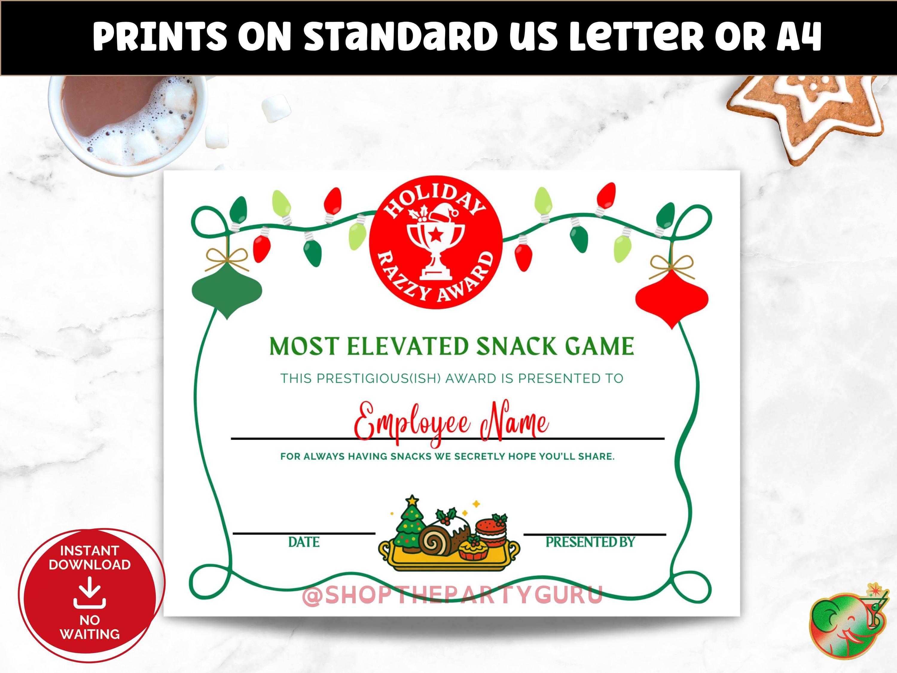 Employee Appreciation Christmas Award Certificates ⎮ Editable Funny ...